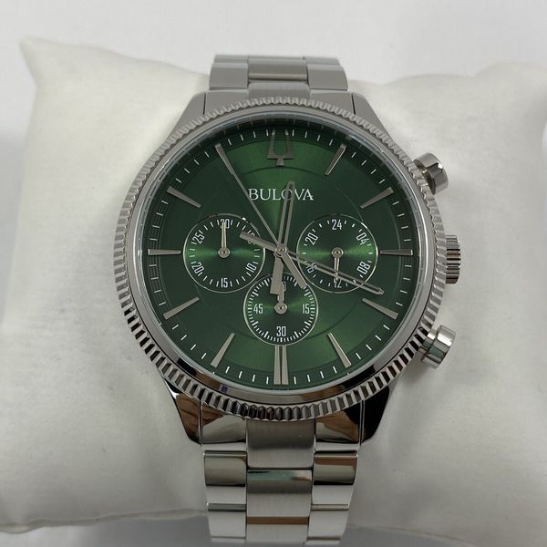 Bulova Classic Chronograph Quartz Green Dial Stainless Steel Men's ...