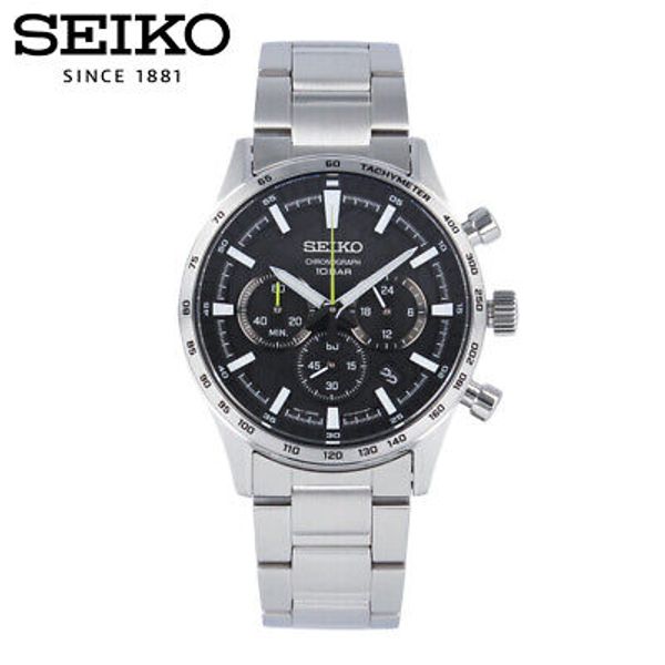 SEIKO SEIKO SSB413P Analog Quartz Sapphire Crystal Black Silver ...