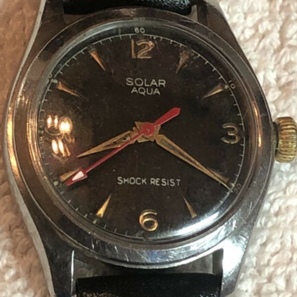 Solar Aqua Tudor Rolex Geneva Military Pilot Black Dial Working Watch ...