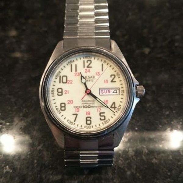 VTG Menâ s Seiko Pulsar Railroad Approved Watch V743-8A00 Glow Face New ...