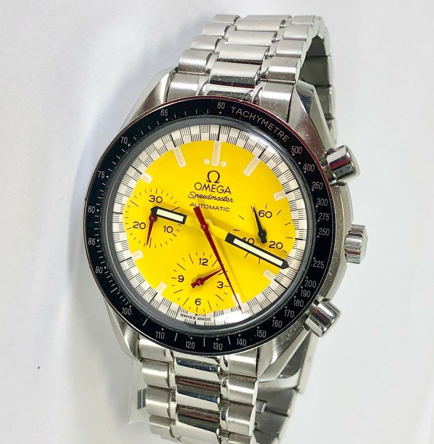 OMEGA SPEEDMASTER 3510.12 SCHUMACHER AUTOMATIC YELLOW FACE MEN'S WATCH ...