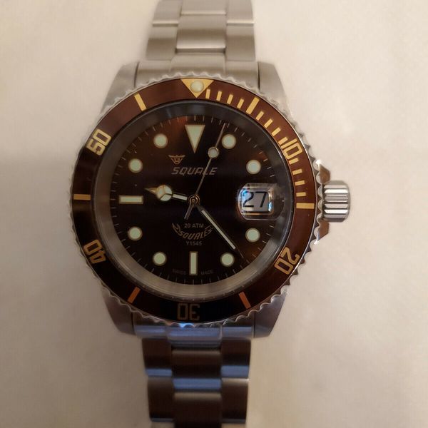 Squale Y1545 20 Atmos Root Beer Watch With Box and Pouch | WatchCharts