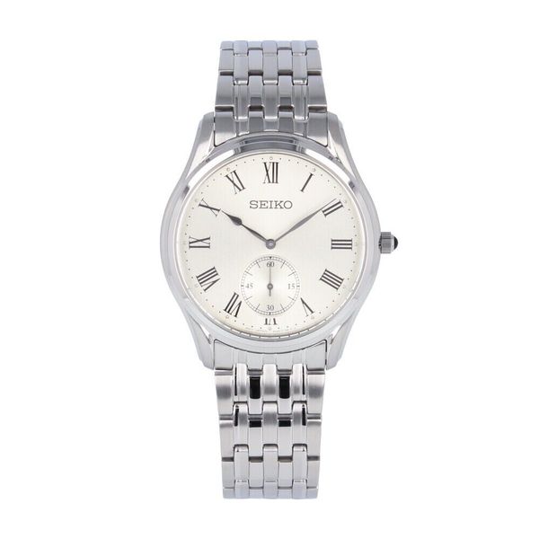 SEIKO SRK047P1 SRK047 Mens Quartz Small Second Silver Ivory Stainless ...