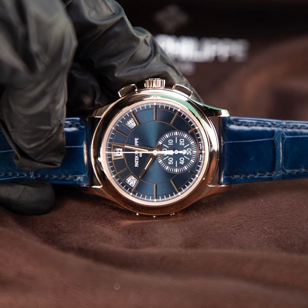 Patek Philippe Complications Flyback Chrono Sunburst Blue Dial Rose ...
