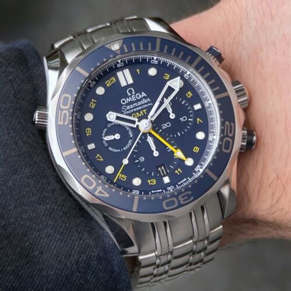 Omega Seamaster Professional SMP 300 Blue Chronograph Date GMT Men's ...