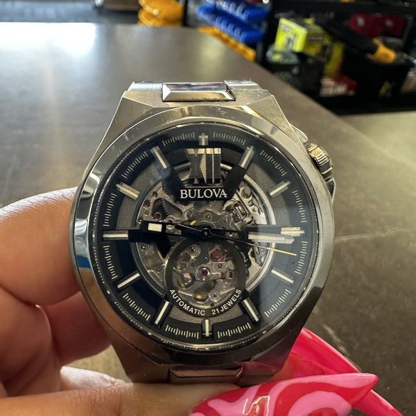 Bulova Maquina Black Dial Black Stainless Steel Watch 98A179 ...