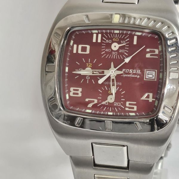 NOS Mens Fossil Blue Speedway Watch CH-2326 Chronograph New Battery Red ...