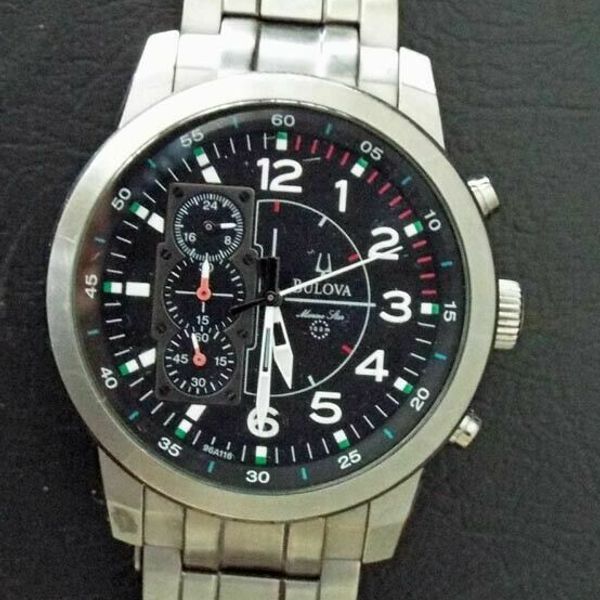 Bulova Marine Star Titanium Chronograph Black Dial Mens Watch Model ...