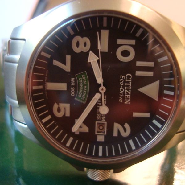 SOLD Citizen Royal Marines Commando 300m titanium sapphire BN0110-57E ...