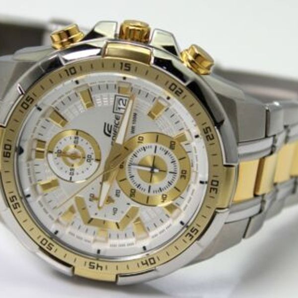 CASIO EDIFICE Men's Gold Two Tone Stainless Steel Quartz Watch ...