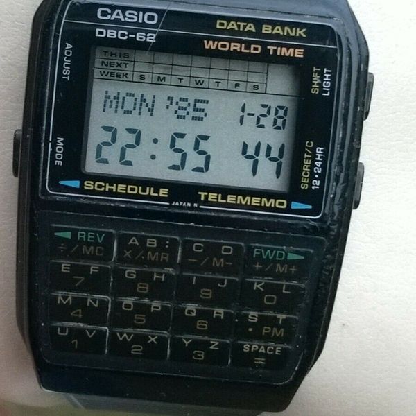 Casio DBC-62 Vintage Telememo Databank Calculator LCD Digital Watch ...