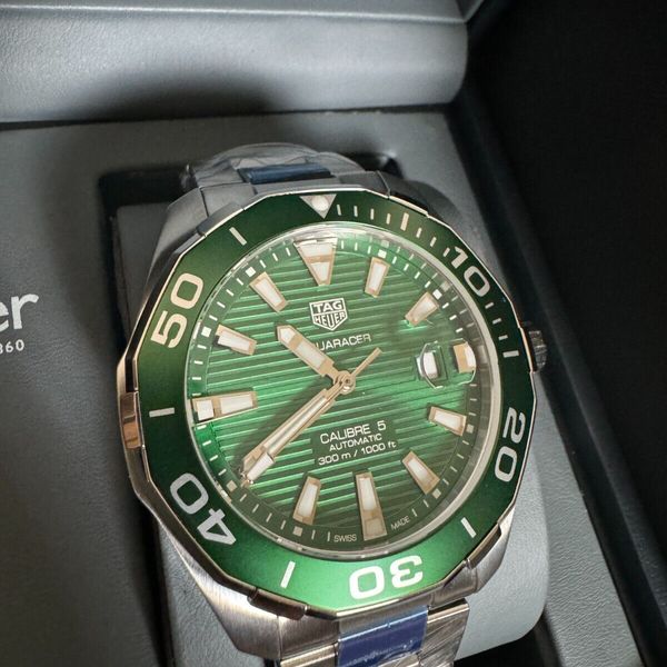 TAG Heuer Aquaracer Date HULK WAY201S.BA0927 Automatic Green Dial Watch ...