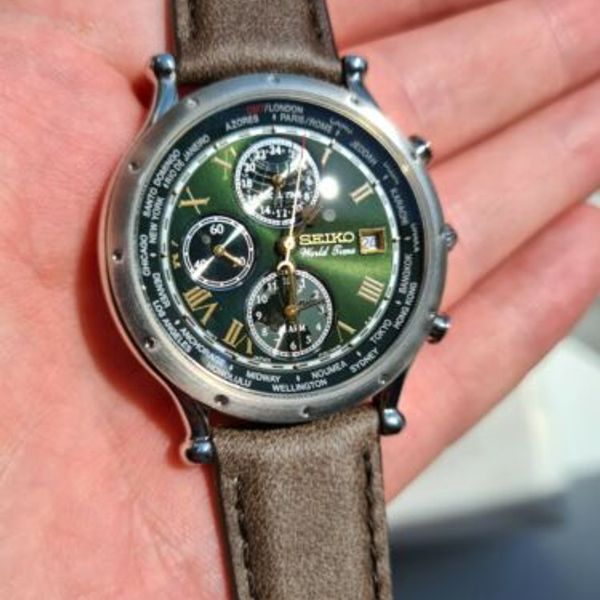 SEIKO Age of Discovery LIMITED EDITION SPL057P1 Green World Time Alarm ...