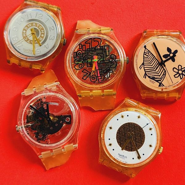 Swatch Watch Lot Years Inc 1991 and 1992 Vintage Retro Fish Clear For ...
