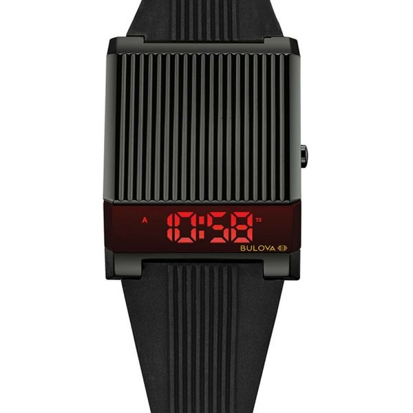 NEW Bulova Men's Digital Archive Computron Black Silicone Strap Watch ...