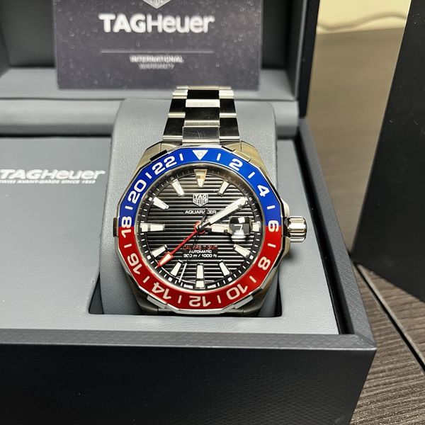 TAG Heuer Aquaracer Menâ s Pepsi GMT Watch - WAY201F.BA0927 W/ Papers ...