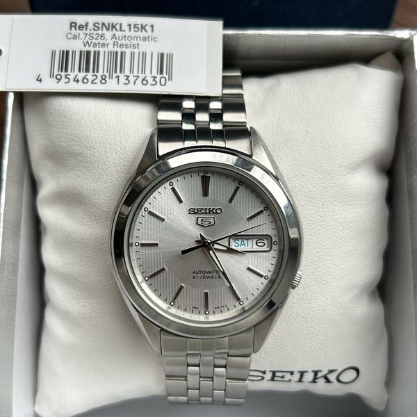 Seiko 5 Sports SNKL15 Men's Silver Sunburst Datejust Automatic Watch ...