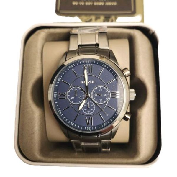 NEW ORIGINAL FOSSIL MEN'S WATCH FLYNN CHRONOGRAPH SMOKE STAINLESS STEEL ...