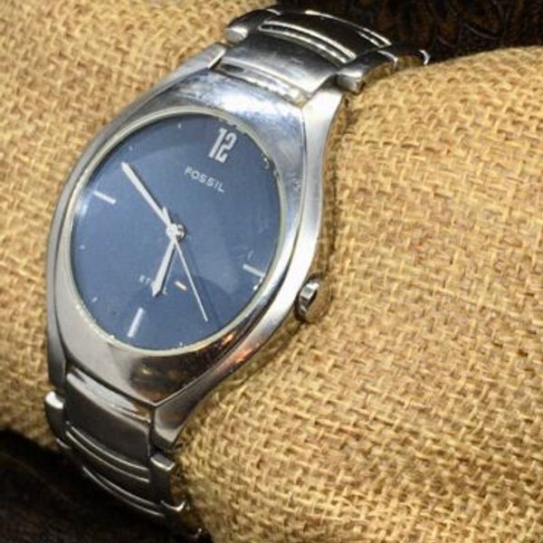 Fossil STEEL FS2689 Stainless/Gray/Blue Men's Bracelet Watch New ...