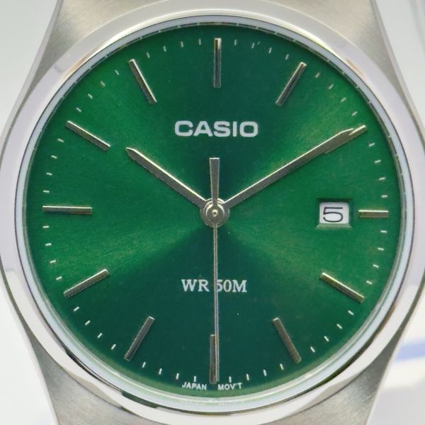 Casio Mens MTP-B145D-3AVEF 35mm Stainless Steel Quartz Watch Green ...