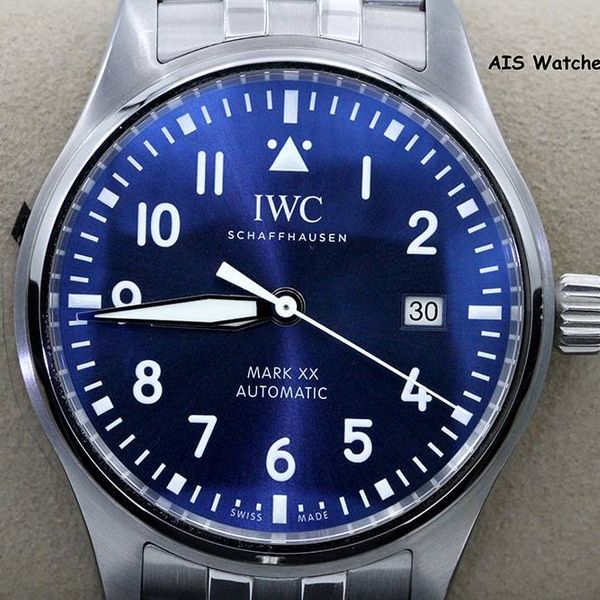 FSOT: IWC Schaffhausen IW328204 Pilot's Watch Mark XX Blue Dial 40MM SS ...