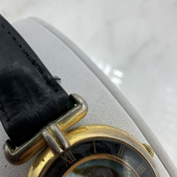 Vintage FOSSIL Ladies Watch Gold Tone Abalone Dial Brown Leather Band ...