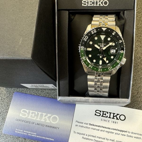 Seiko 5 Sports Automatic GMT Steel Band Green Dial Watch SSK035 New ...
