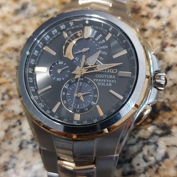 Seiko Coutura Perpetual Solar Watch Model V198-0AB0 Stainless Steel ...