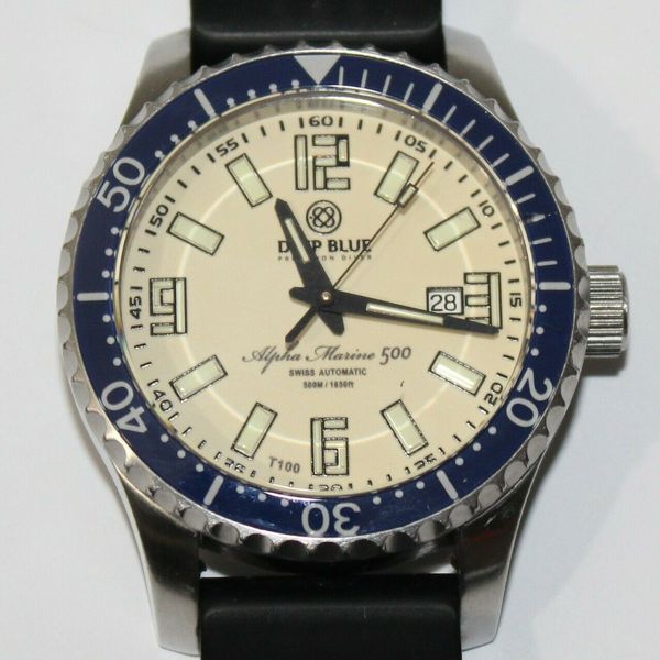 Deep Blue Alpha Marine 500 Tritium T-100 Swiss Automatic Men's Dive ...
