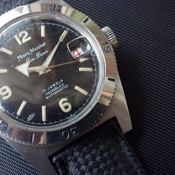 FS : Vintage MARK NICOLET Skin Diver on Long Tropic Strap | WatchCharts ...