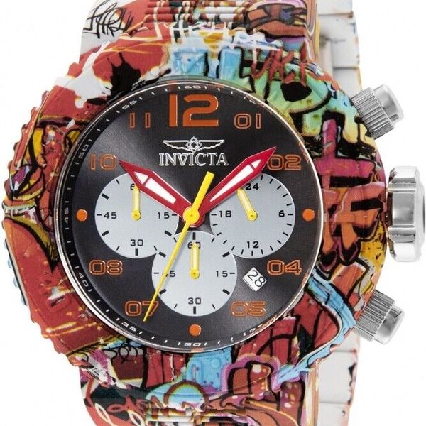 Invicta Men's 52mm Grand Pro Diver Hydroplated Graffiti Chronograph SS ...