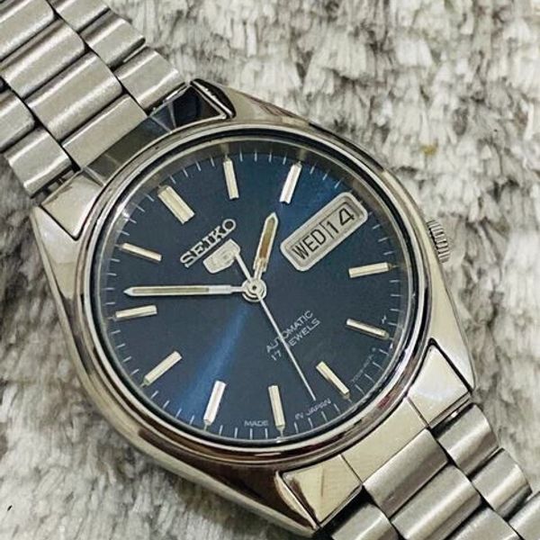Seiko 5 Mechanical Automatic Blue Movement Day/Date Men's Wrist Watch ...