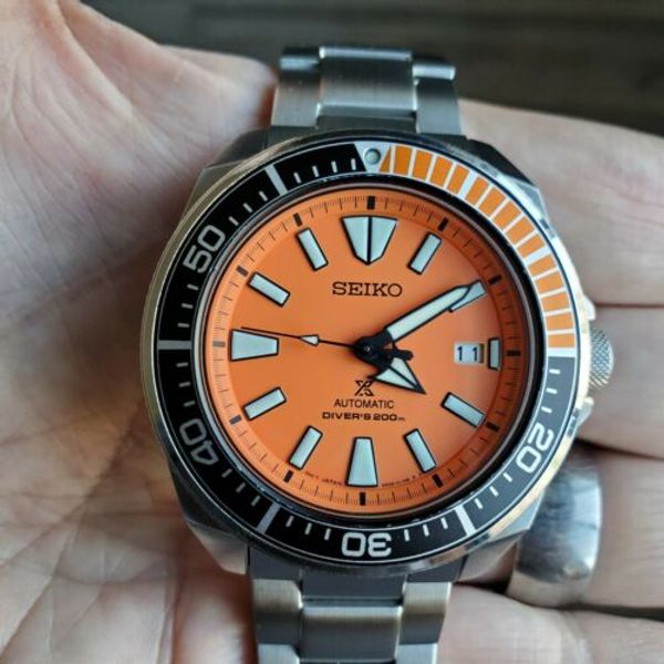 Seiko Prospex Samarai Dive Watch - Orange - Stainless Steel Bracelet ...