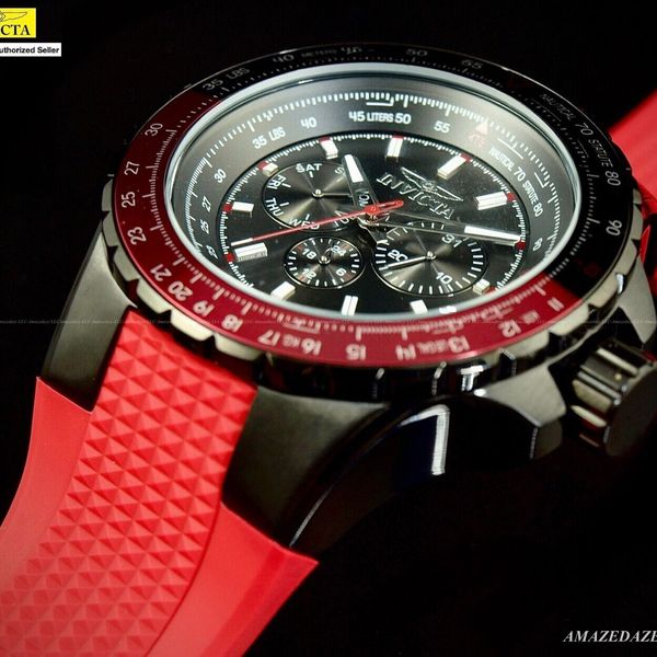 NEW Invicta Men's 50mm Aviator Stainless Steel Tachymeter BLACK DIAL ...