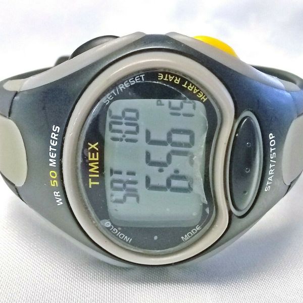 Timex Heart Rate Monitor Indiglo Digital Watch RSS 210 WR 50m 38mm Mens ...