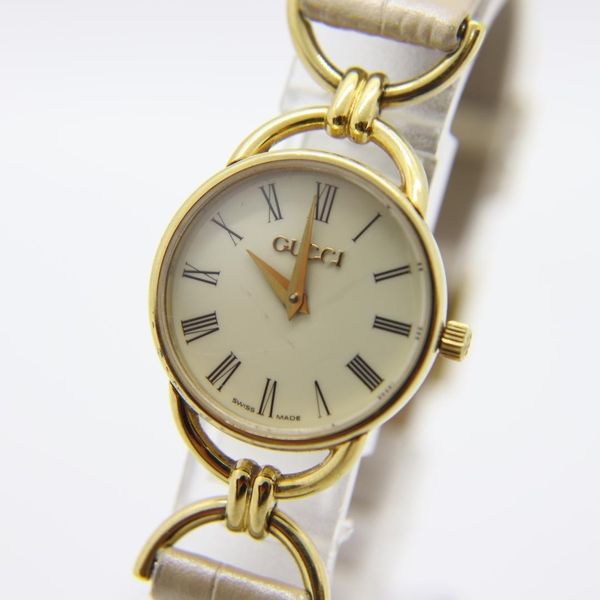 Gucci 6000.2.L Watch Ladies 22mm Quartz White Vintage Round Swiss Made ...