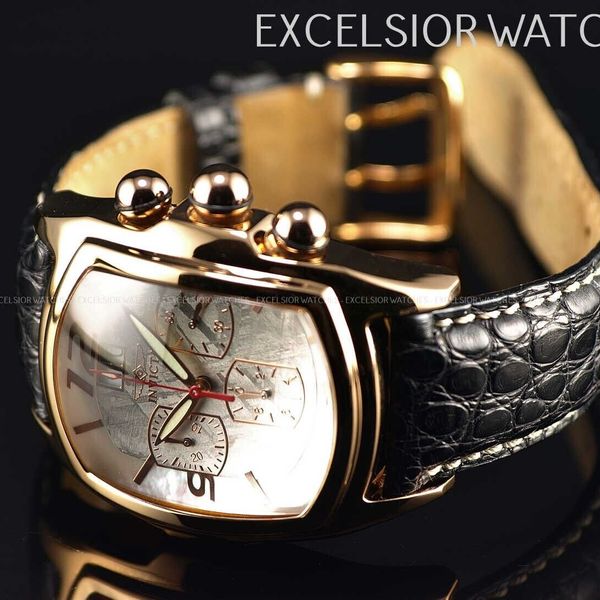 RARE INVICTA MEN'S METEORITE LE LUPAH SWISS CHRONO ALLIGATOR STRAP SS ...