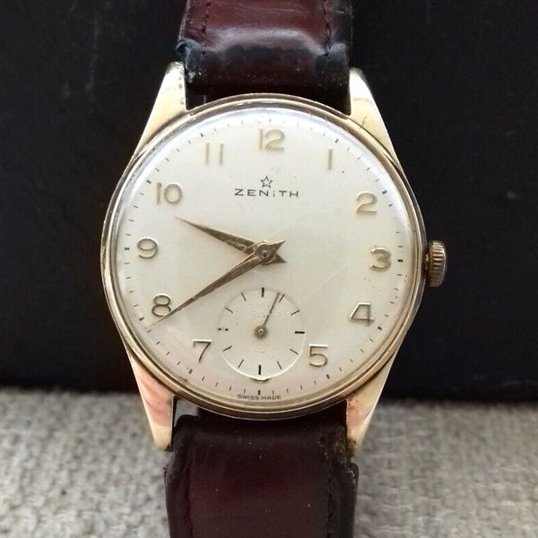 Zenith 9ct solid Gold vintage 1960s mens manual wind watch ...