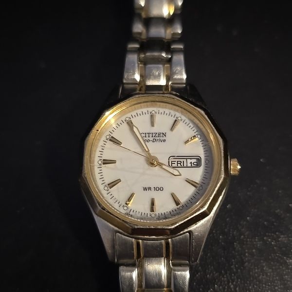 Citizen Eco Drive WR 100 Womenâ s Date & Time Wristwatch Steel Band ...