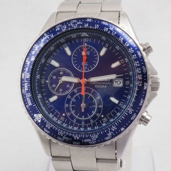 Seiko Flightmaster Pilot Aviator Watch 7T92-0CF0 Chronograph Japan New ...