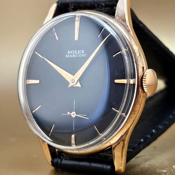 VINTAGE & FINE ROLEX MARCONI HAND WINDING GOLDEN CASE BLACK DIAL 1940 ...