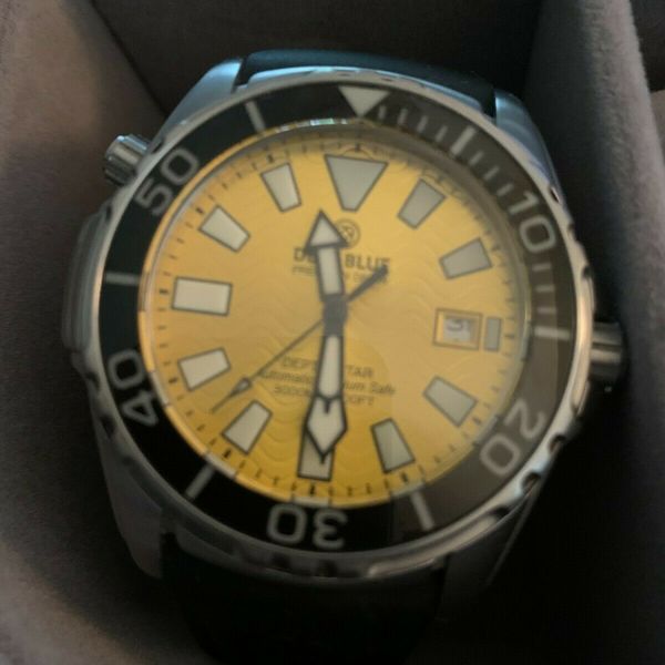 Deep Blue Master Precision Diver Watch Rare Yellow Face 44mm ...