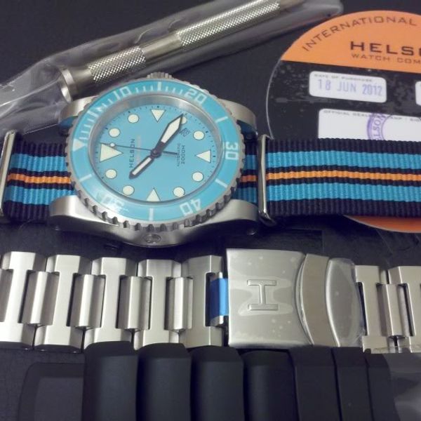 **Sold**Helson Shark Diver Like New ETA 2824-2 Turquoise W/Sapphire ...