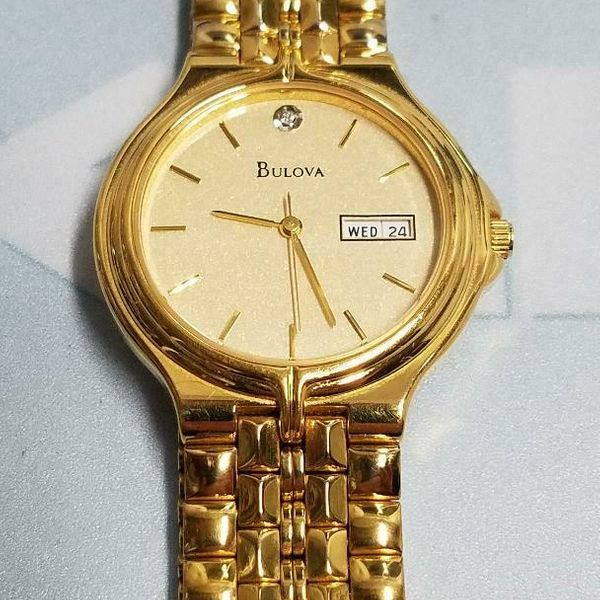 Vintage Bulova Men's Gold Watch with Diamond 97029 ~ Works Great | WatchCharts Marketplace