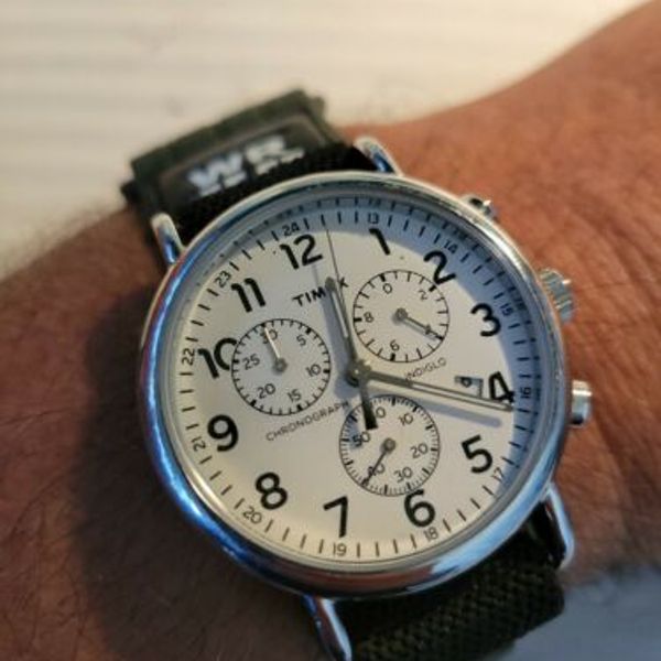 Timex MK1 Quartz Movement Silver Dial Men's Watch TW2R Chronograph new battery | WatchCharts ...