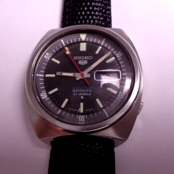 Seiko 5 Sports Mens Watch Day & Date Black Dial 6319-6000 Sn. 874239 ...