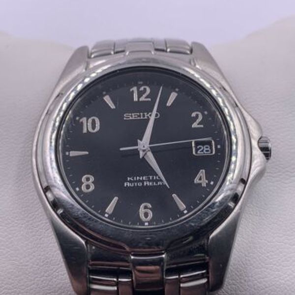 Mens Seiko Kinetic Auto Relay Date Stainless Steel Watch 5J22-0869 Watch | WatchCharts Marketplace