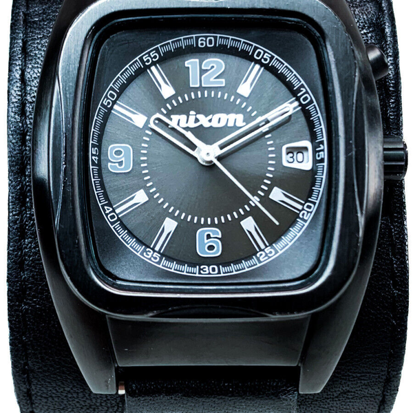 Nixon ULTRA RARE The ROCKER ALL BLACK Watch Vintage 2007 Leather Bund ...