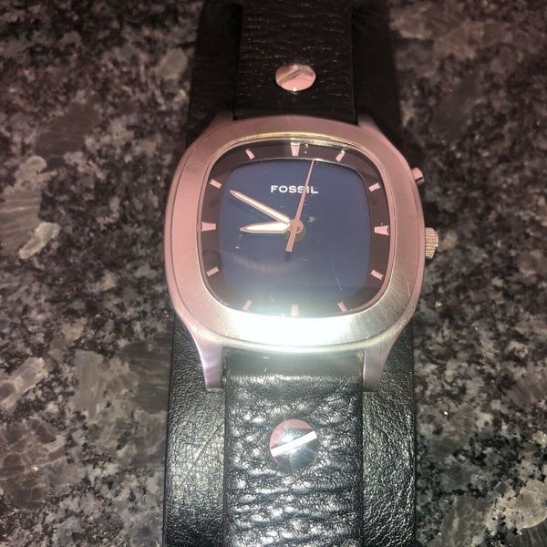 BEAUTIFUL FOSSIL JR-8124 MEN'S BLUE DIAL BIG TIC WIDE LEATHER STRAP ...