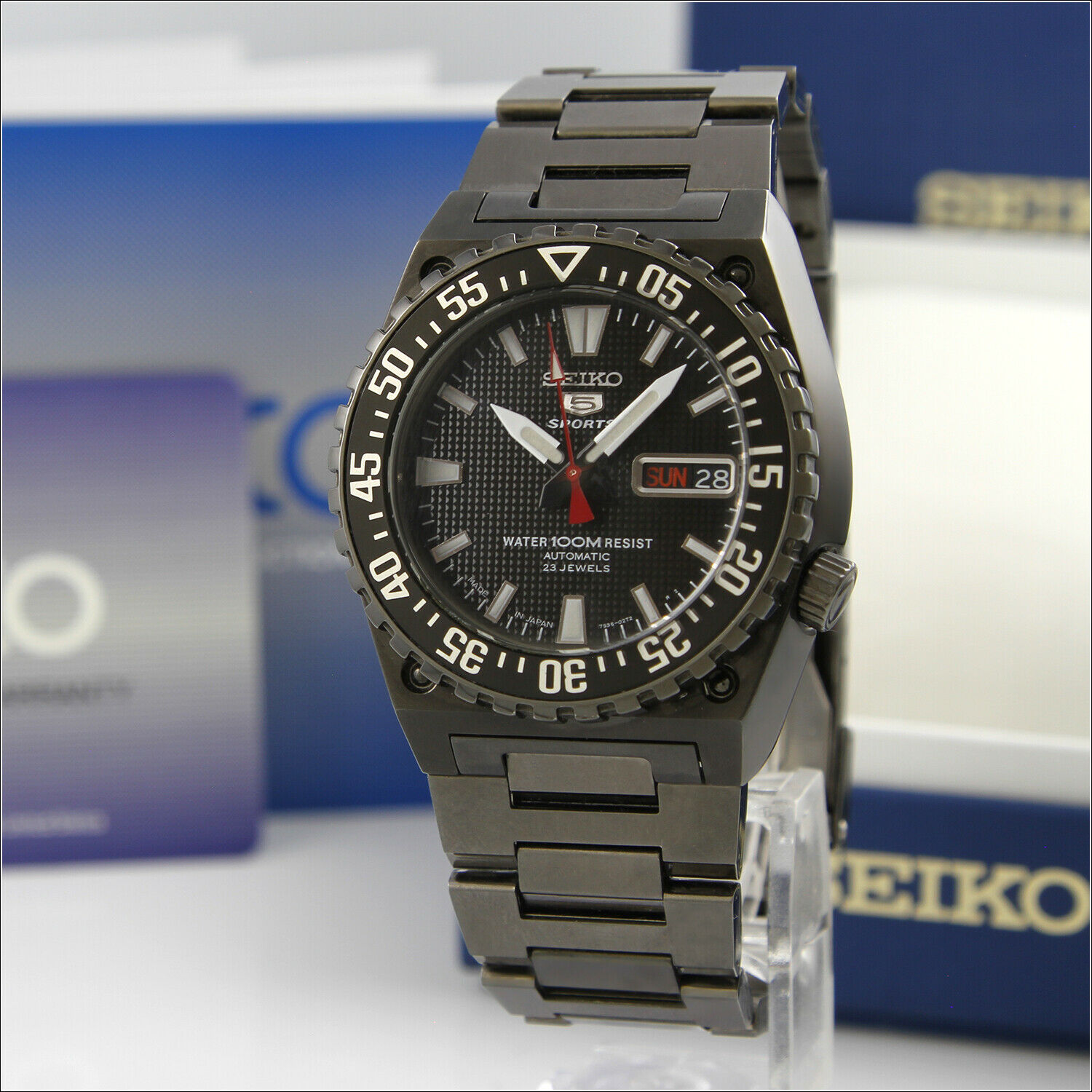 SEIKO 7S36-02B0 SNZD73 Day Date Anodized Automatic Men's Watch ...